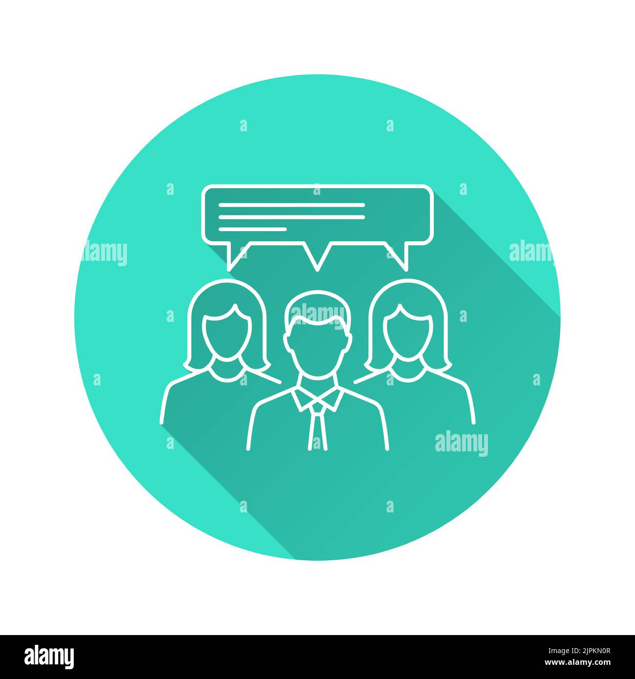 People with speech bubble icon. Simple illustration with long shadow ...