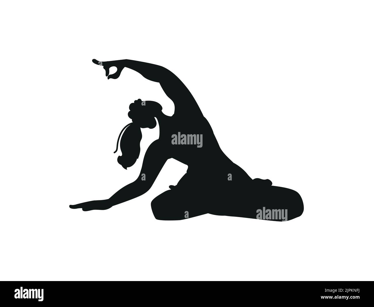 Yoga poses. Woman doing the stretching exercises at home. Meditates ...