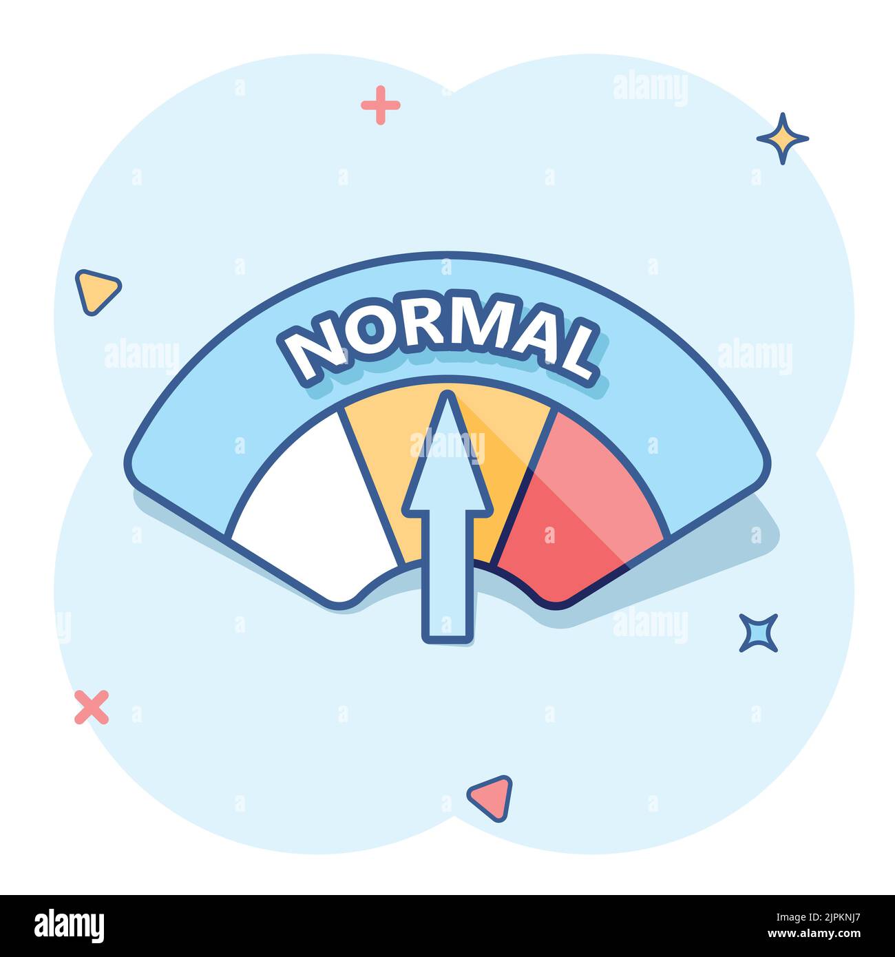 Cartoon colored normal level icon in comic style. Speedometer ...