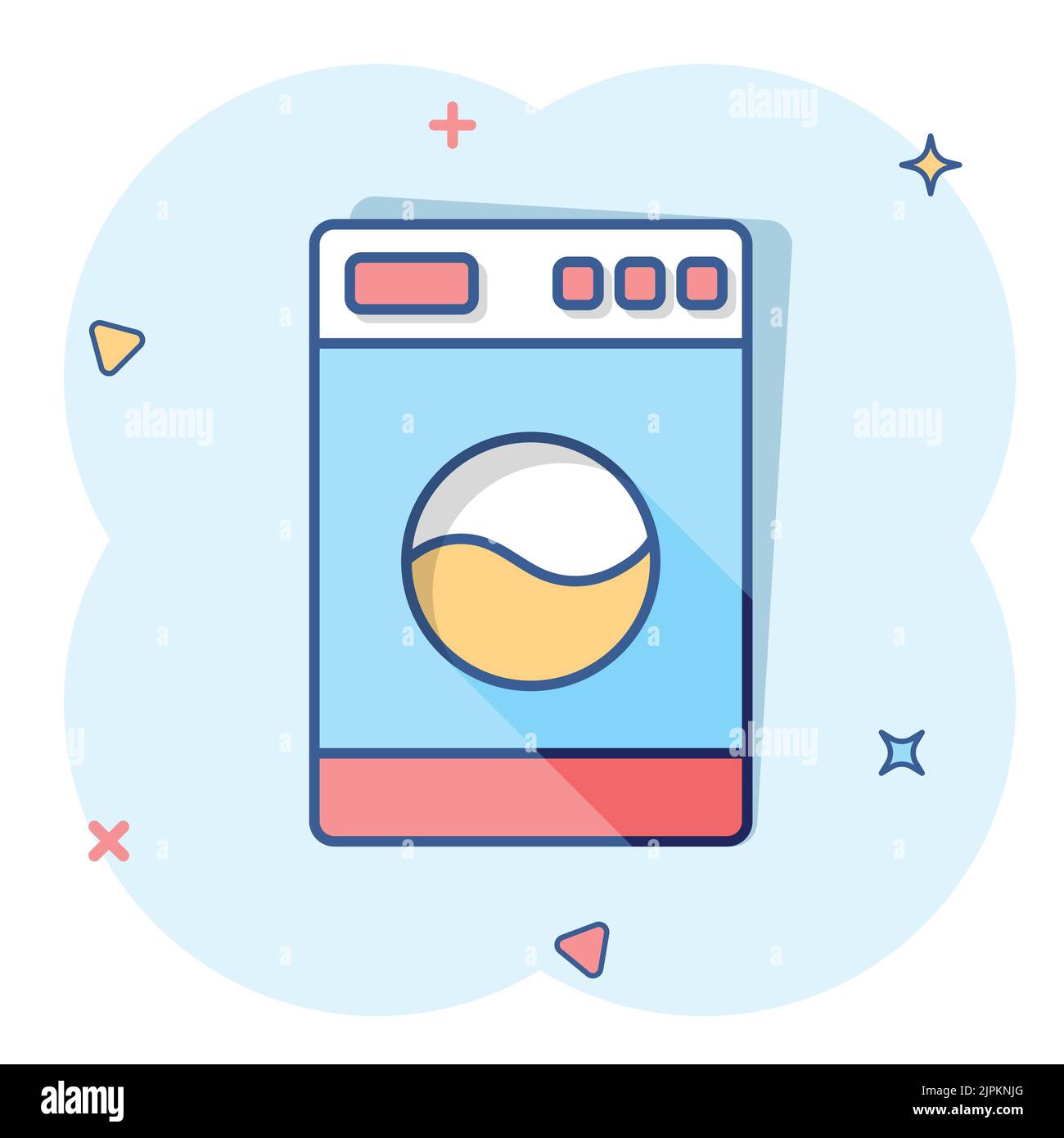 Vector cartoon washer icon in comic style. Laundress sign illustration ...