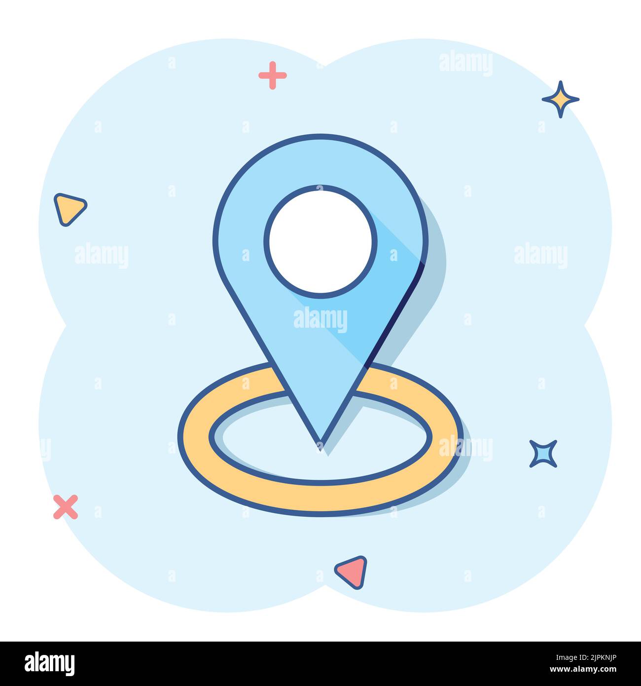 Vector cartoon pin location icon in comic style. Navigation map, gps ...