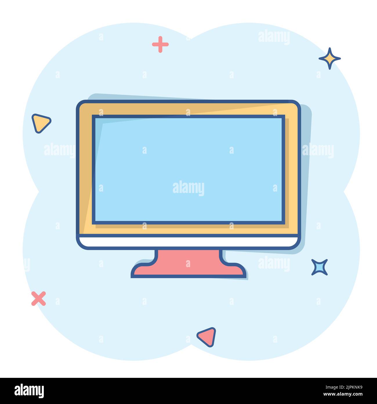 Vector cartoon computer icon in comic style. Monitor sign illustration ...
