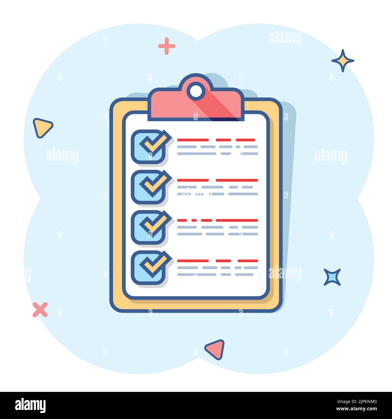 Vector cartoon to do list icon in comic style. Checklist, task list ...