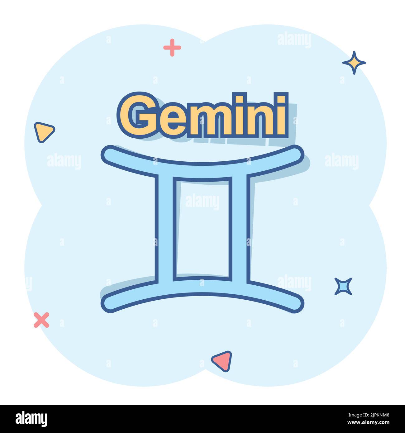Vector cartoon gemini zodiac icon in comic style. Astrology sign ...