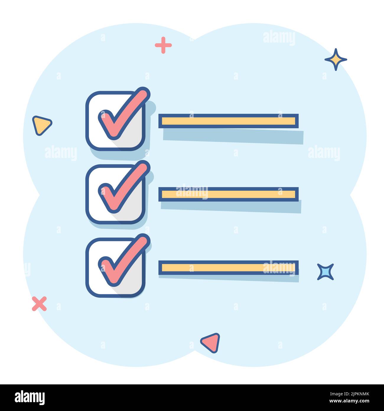 Vector cartoon to do list icon in comic style. Checklist, task list ...