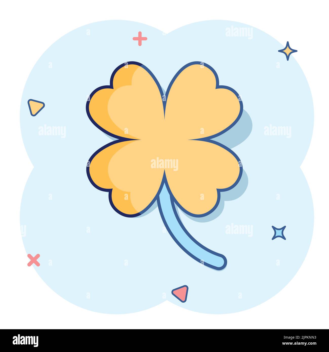 Vector cartoon four leaf clover icon in comic style. Clover sign ...