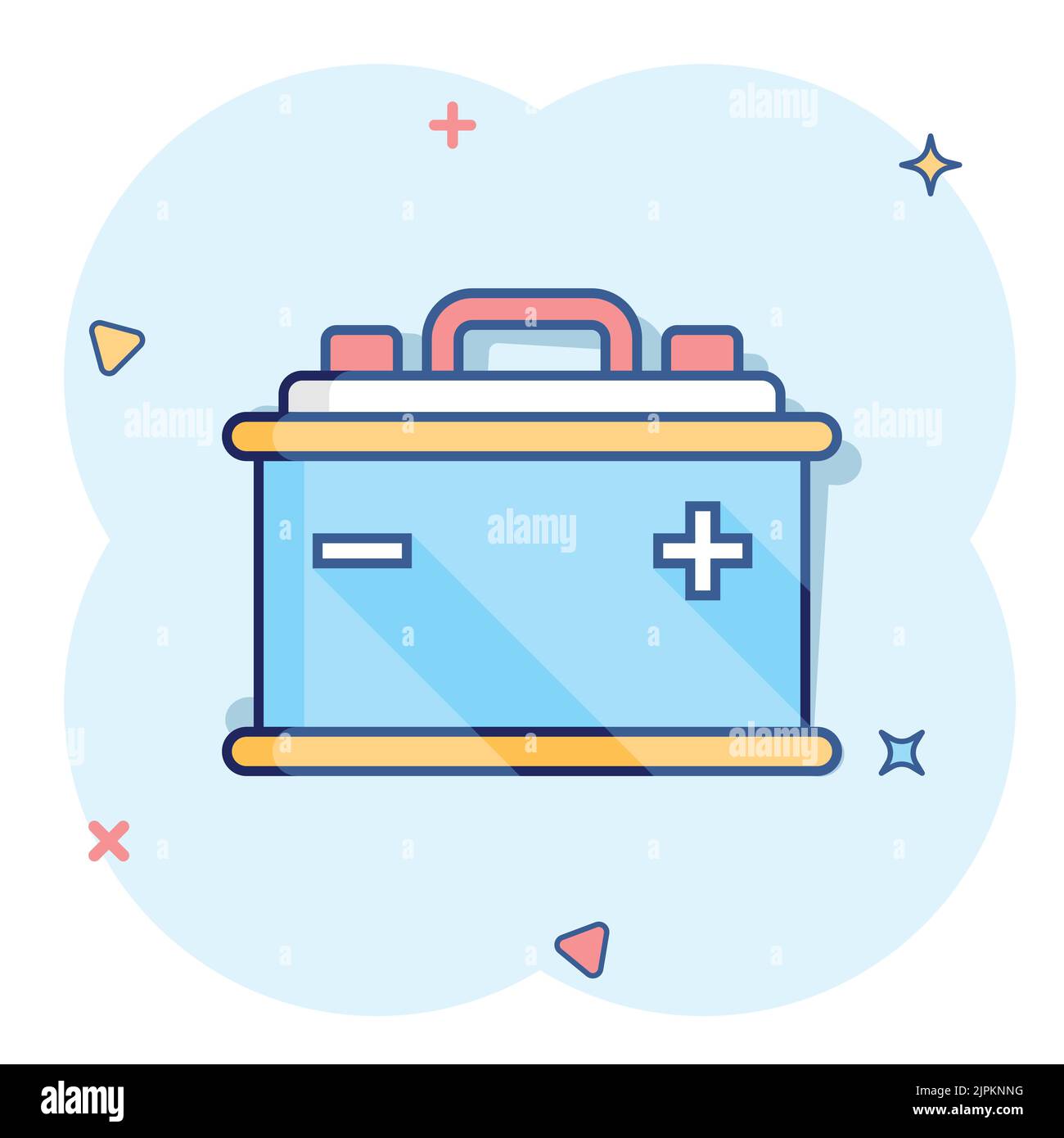 Vector cartoon car battery sign icon in comic style. Energy power sign ...