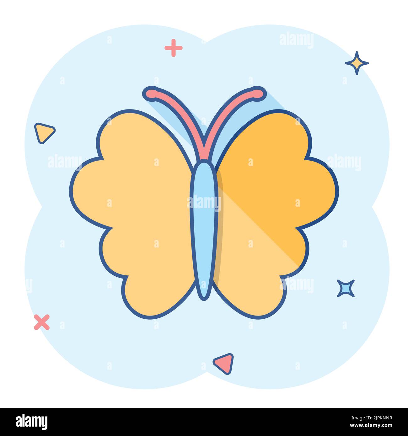 Vector cartoon butterfly icon in comic style. Insect sign illustration ...