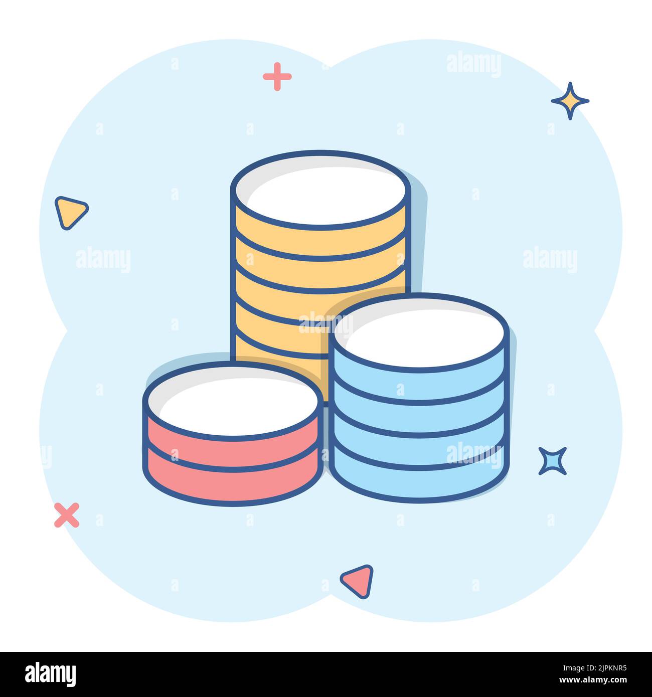 Vector cartoon coins stack icon in comic style. Money coin sign ...