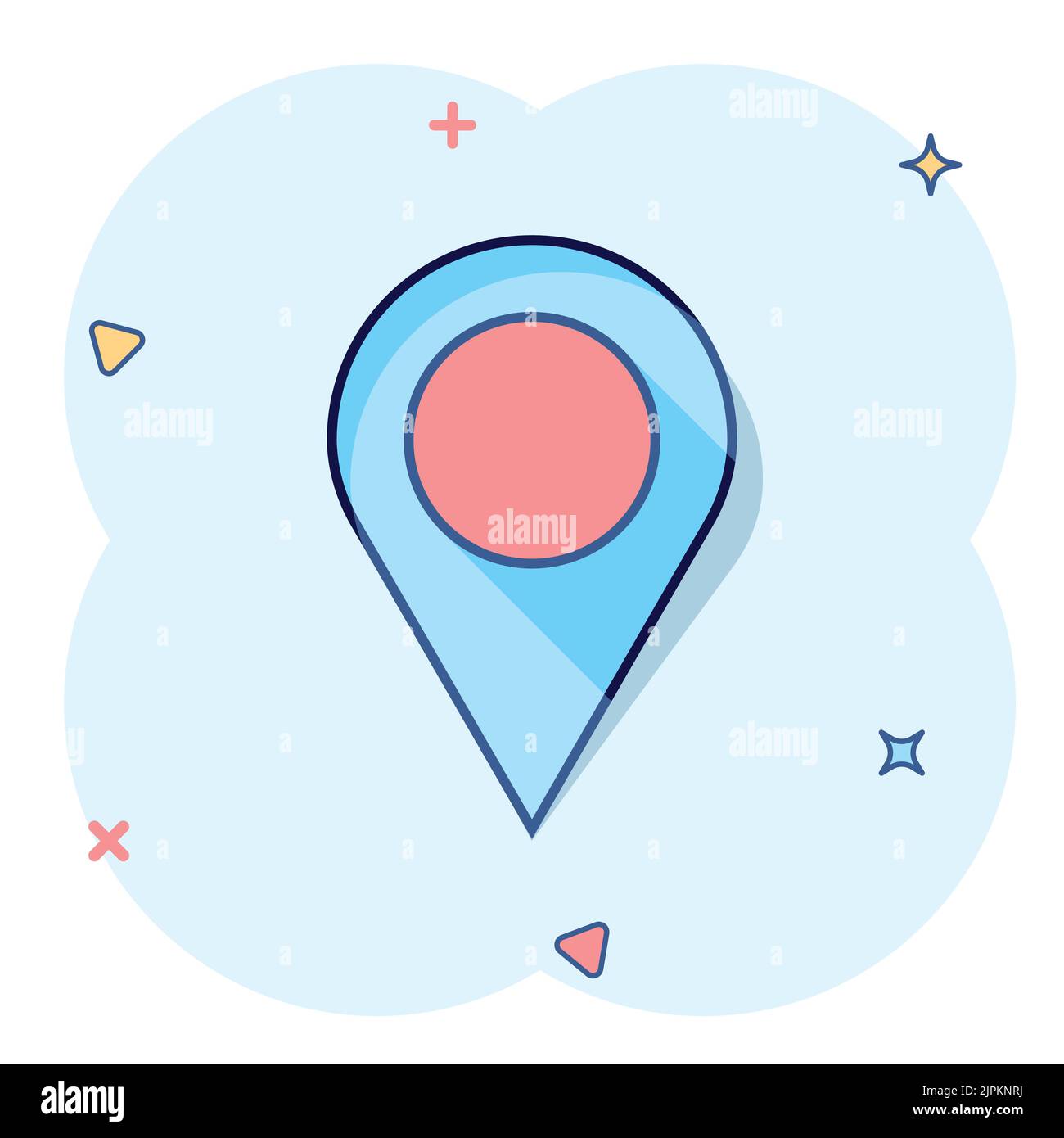 Vector cartoon pin location icon in comic style. Navigation map, gps ...