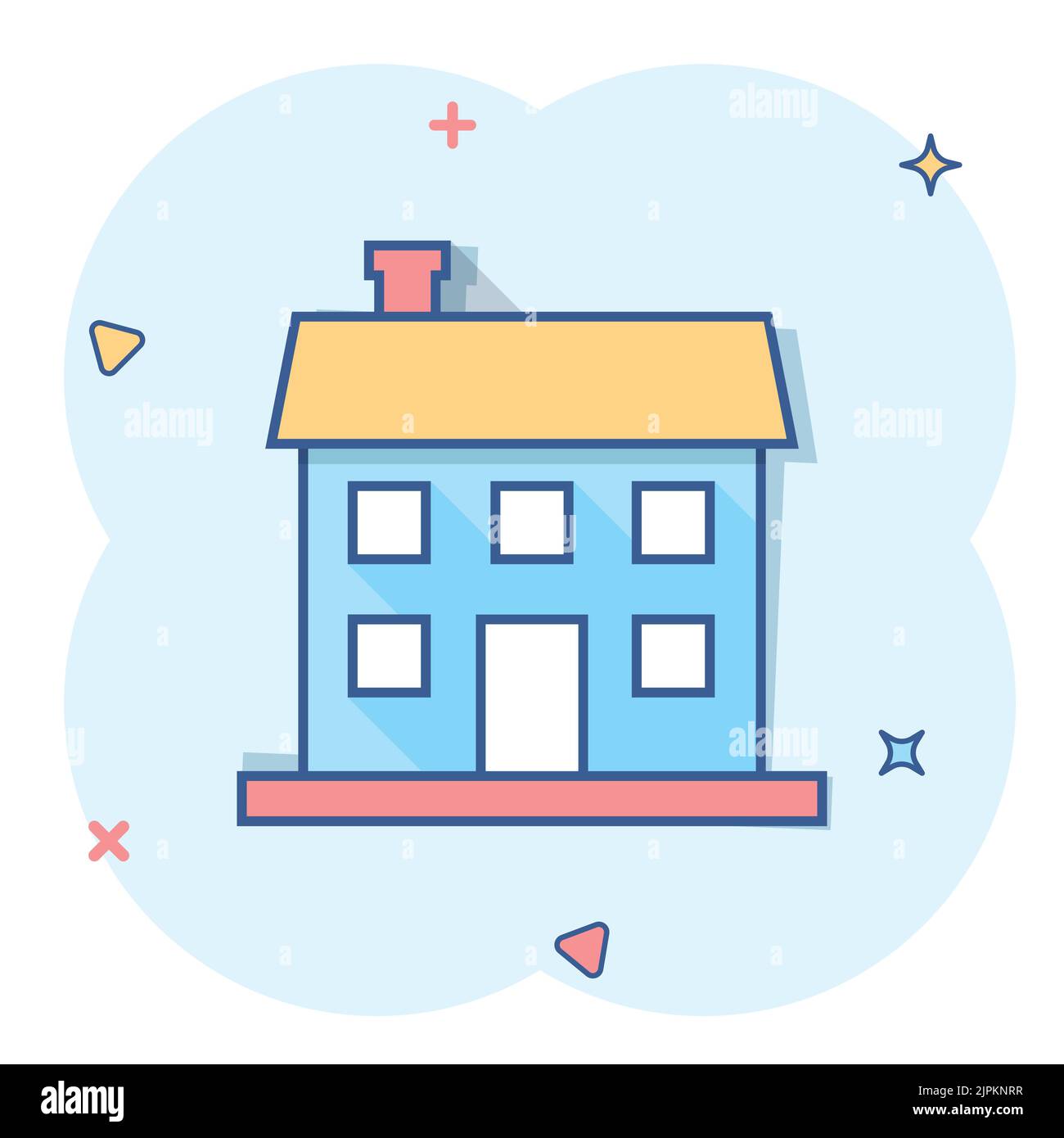 Vector cartoon house icon in comic style. Building sign illustration ...