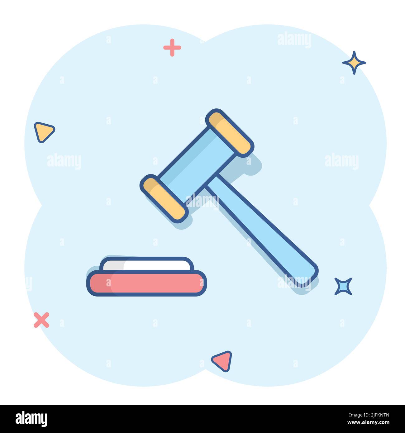Vector cartoon auction hammer icon in comic style. Court tribunal sign ...