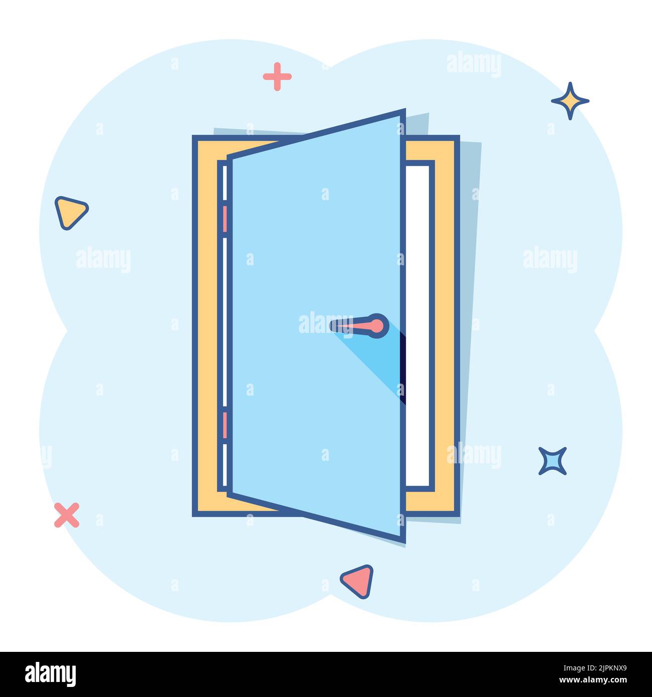 Vector cartoon door icon in comic style. Exit sign illustration ...