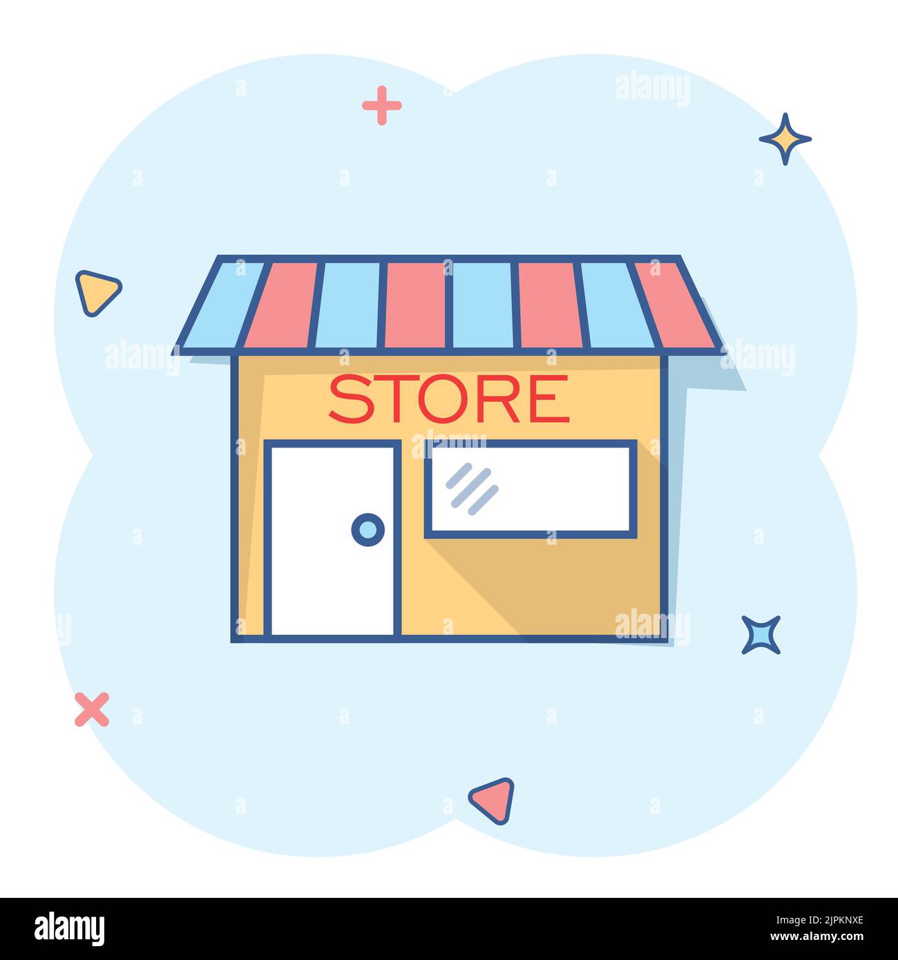 Vector cartoon store house icon in comic style. Shop sign illustration ...