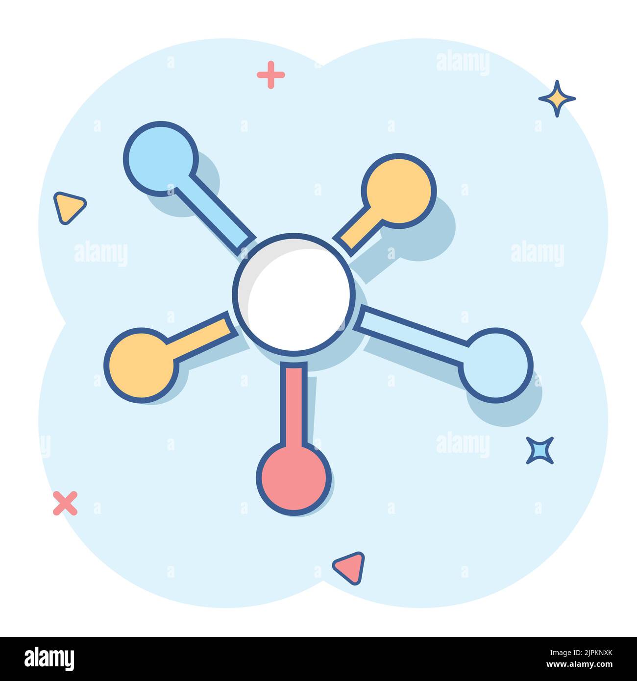 Vector cartoon social network, molecule, dna icon in comic style ...