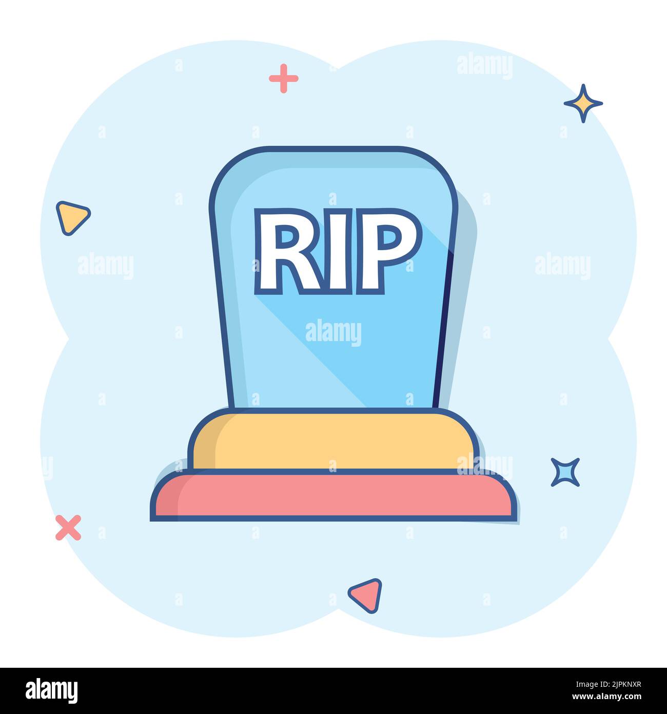 Vector cartoon halloween grave icon in comic style. Gravestone sign ...