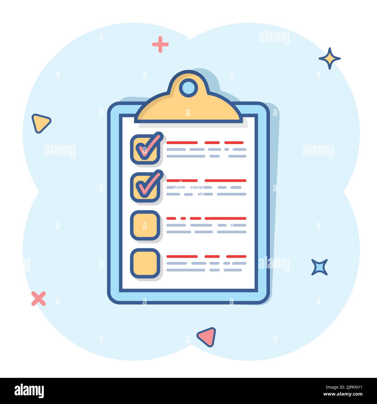 Vector cartoon to do list icon in comic style. Checklist, task list ...