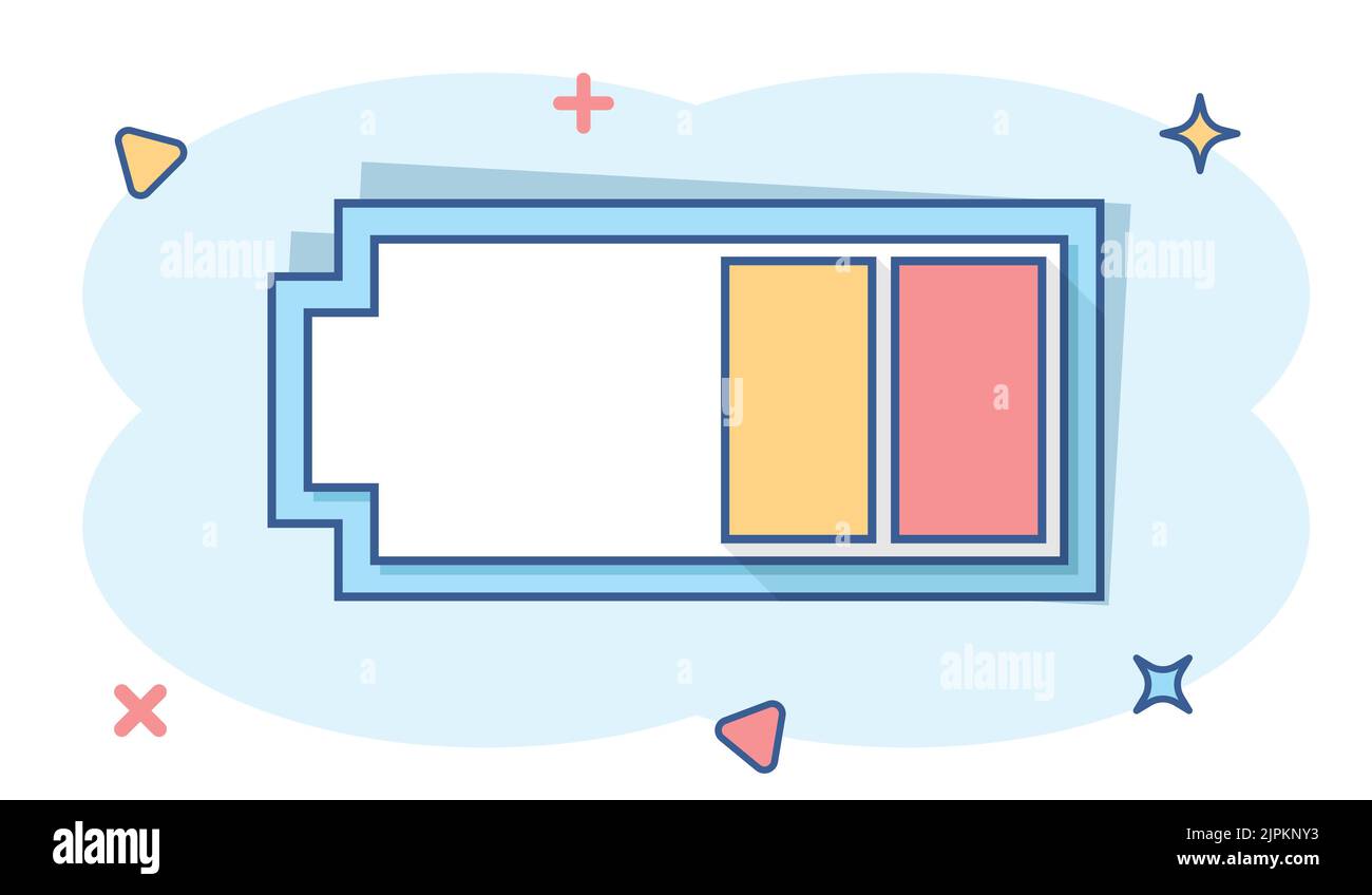 Vector cartoon battery charge level indicator sign icon in comic style ...
