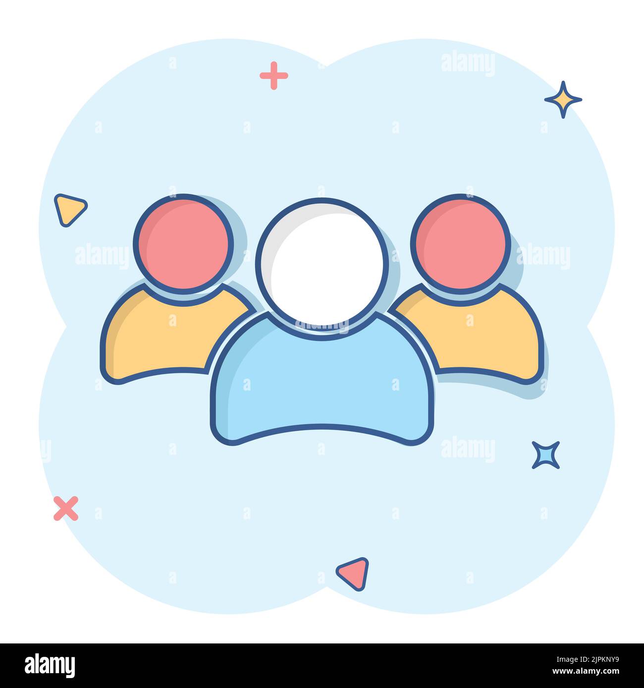 Vector cartoon group of people icon in comic style. Persons sign ...