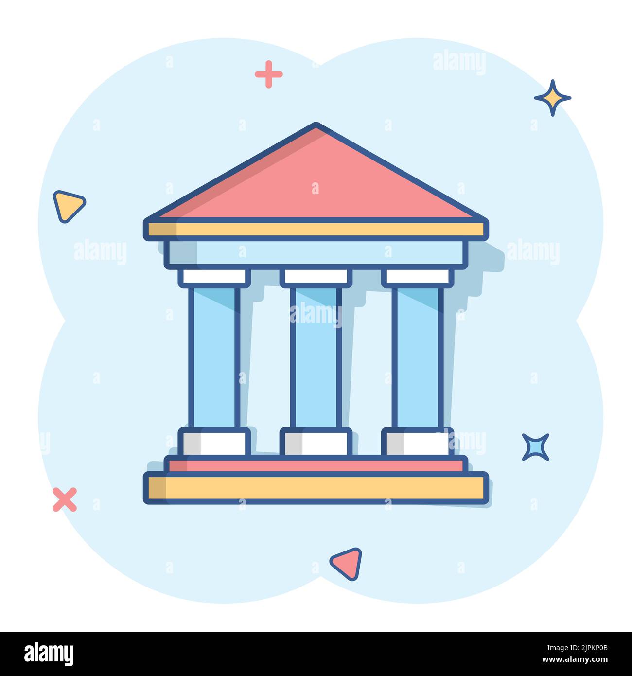 Vector cartoon bank building icon in comic style. Museum sign ...