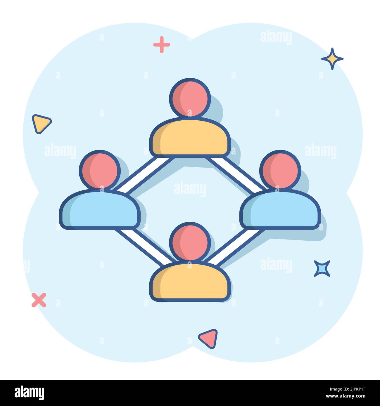 Vector cartoon social network icon in comic style. People connection ...