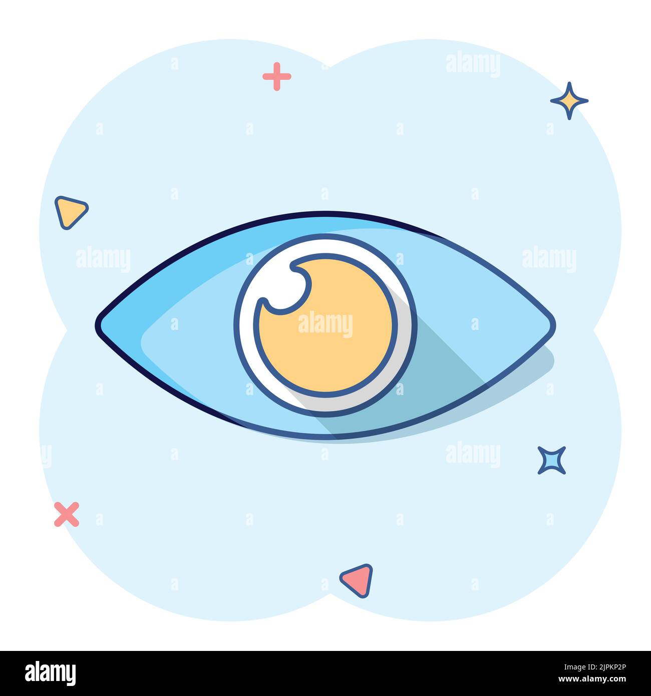 Vector cartoon eye icon in comic style. Eyeball look sign illustration ...