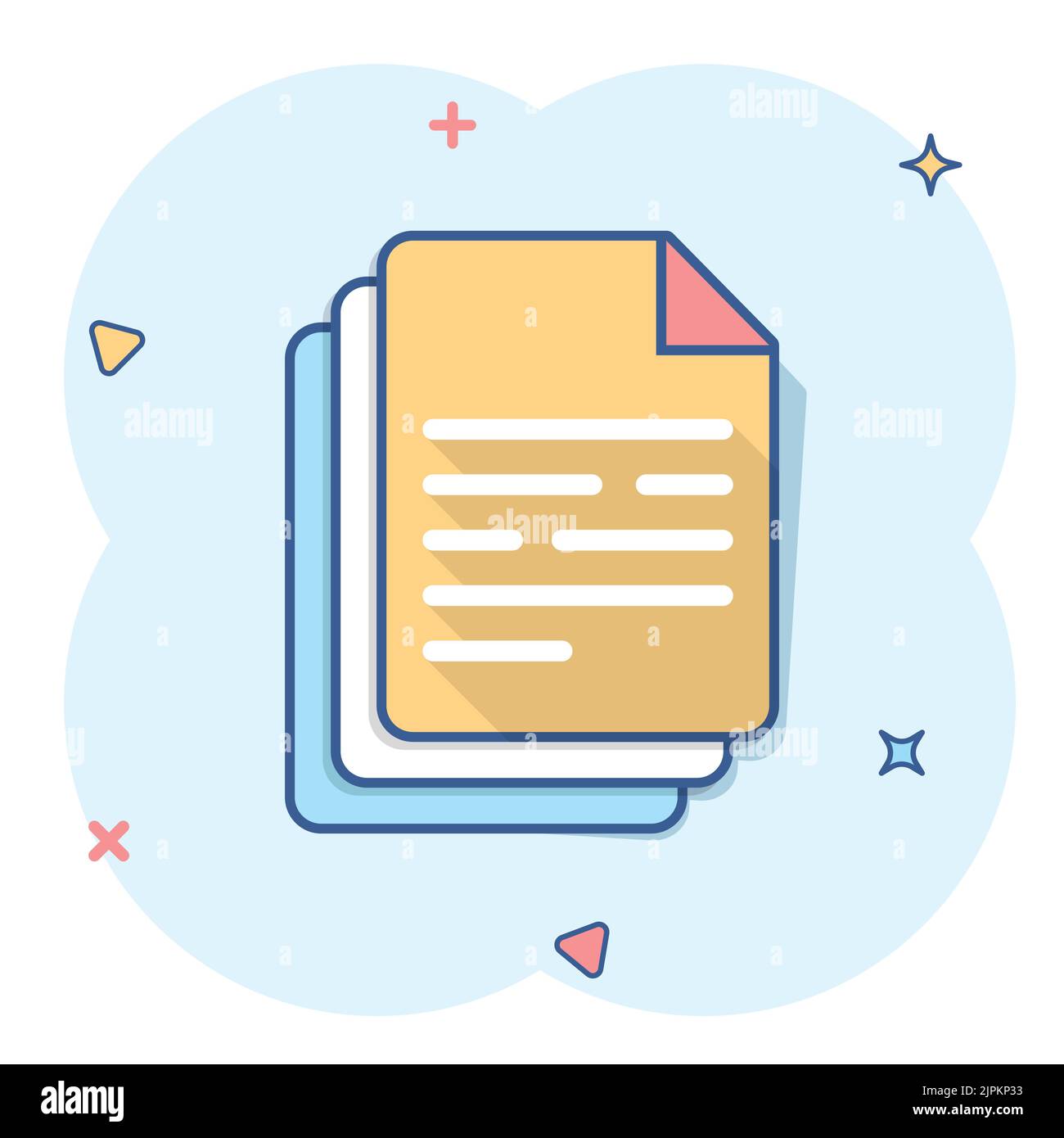 Vector cartoon document icon in comic style. Paper sheet sign ...