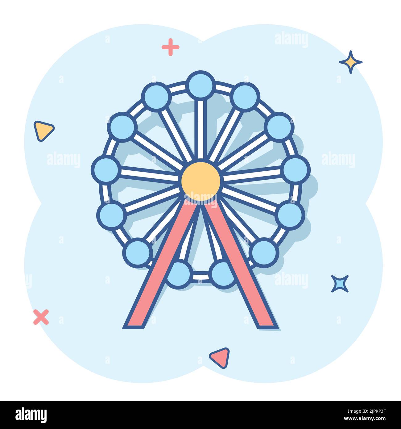 Vector cartoon ferris wheel icon in comic style. Carousel in park sign ...
