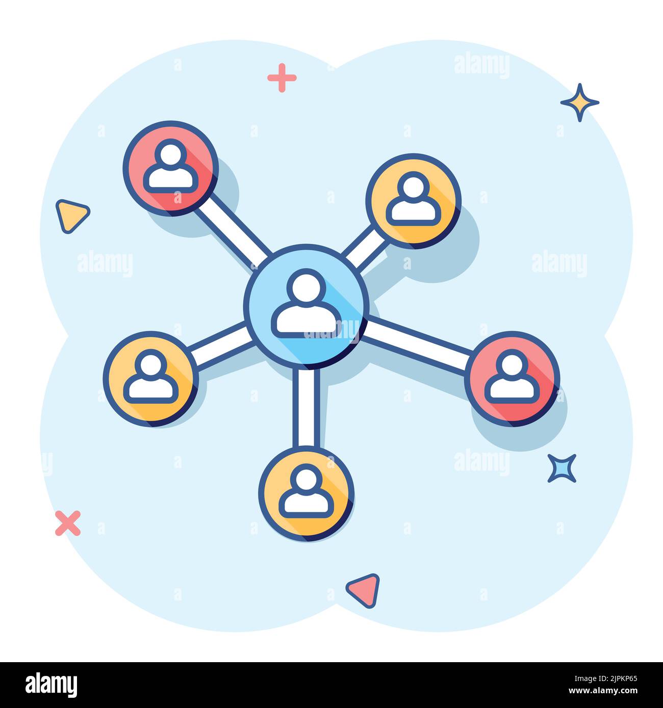 Vector cartoon social network icon in comic style. People connection ...