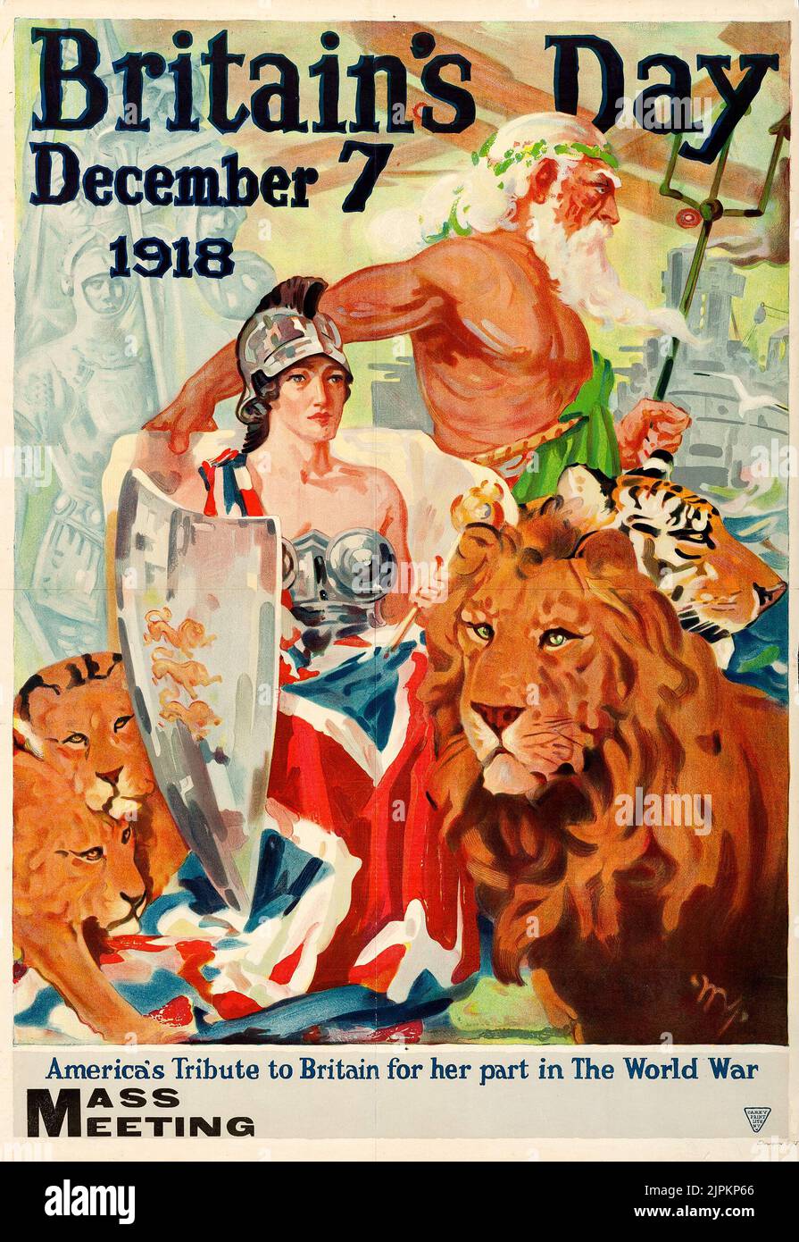 Britain's Day (1918). British Poster - Carton Moore-Park Artwork Stock ...