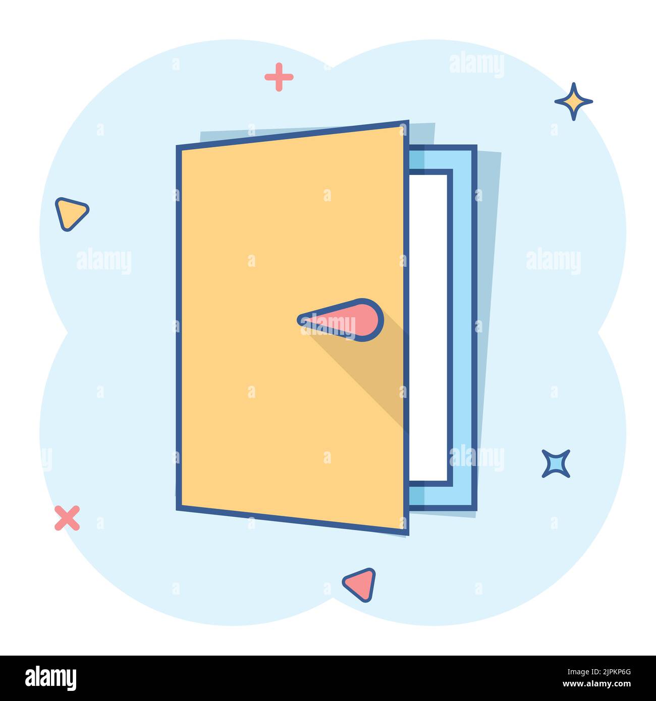 Vector cartoon door icon in comic style. Exit sign illustration ...