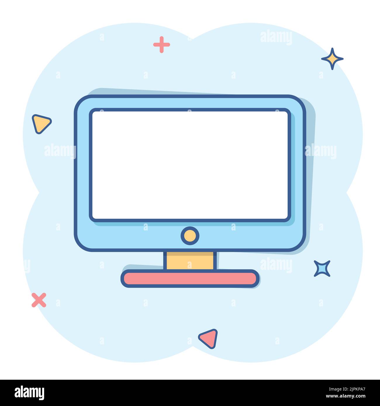 Vector cartoon computer icon in comic style. Monitor sign illustration ...