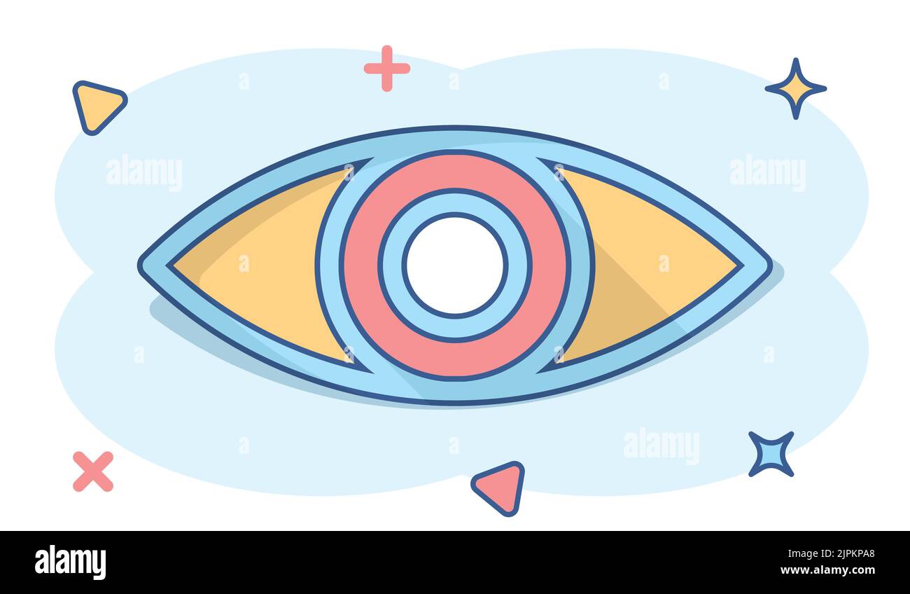 Vector cartoon eye icon in comic style. Eyeball look sign illustration ...