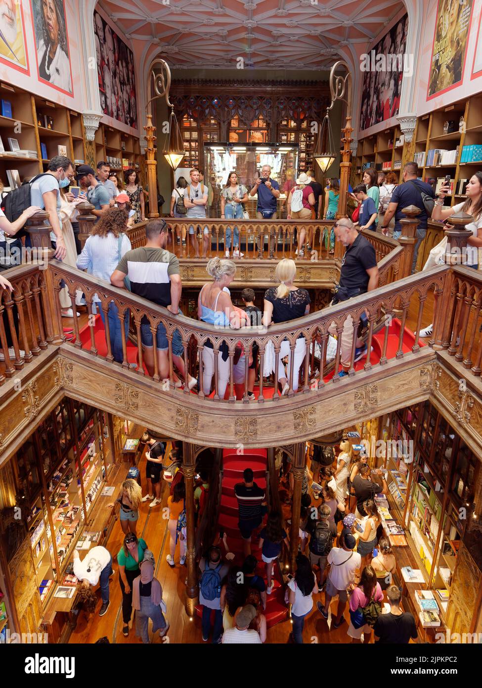 Interior of the beautiful Livraria Lello aka Lello Bookstore in Porto ...