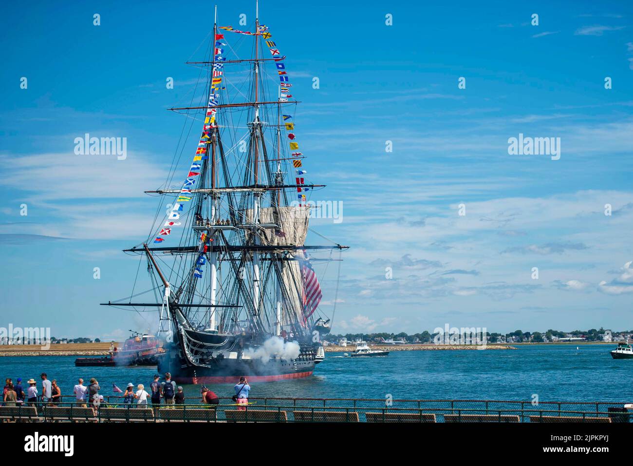 Boston, Massachusetts, USA. 12th Aug, 2022. USS Constitution fires a 21 ...