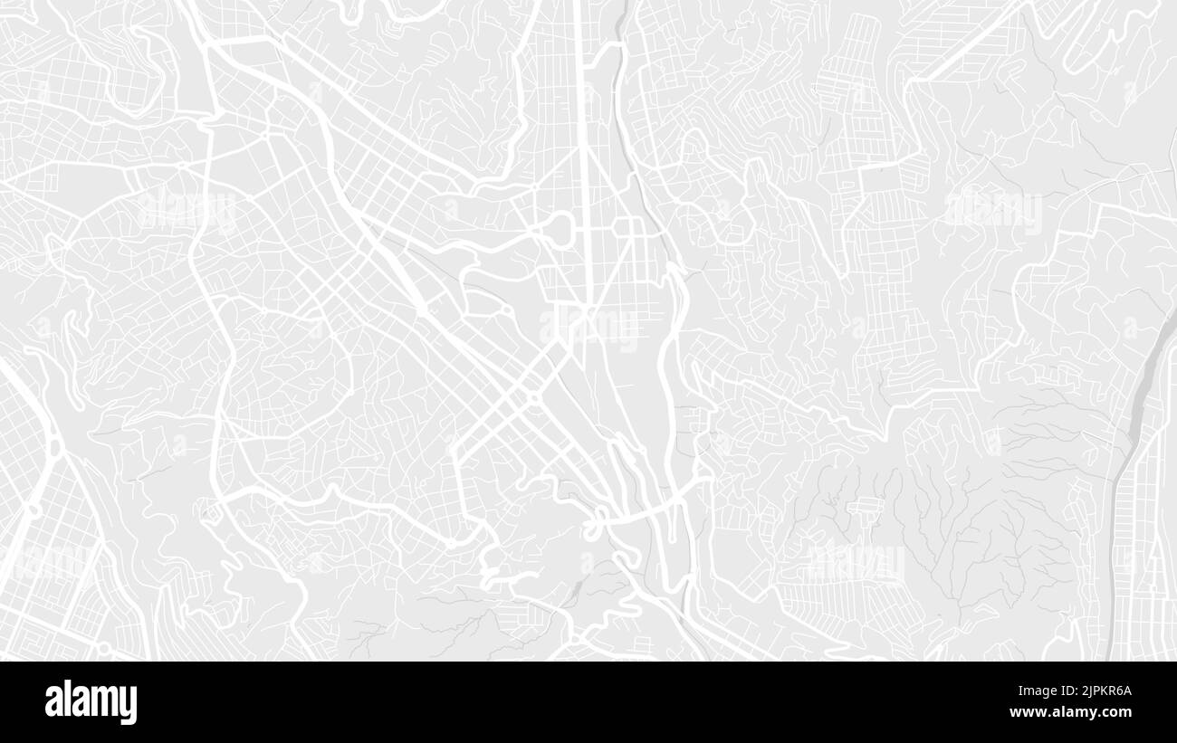 White and light grey La Paz city area vector background map, roads and ...