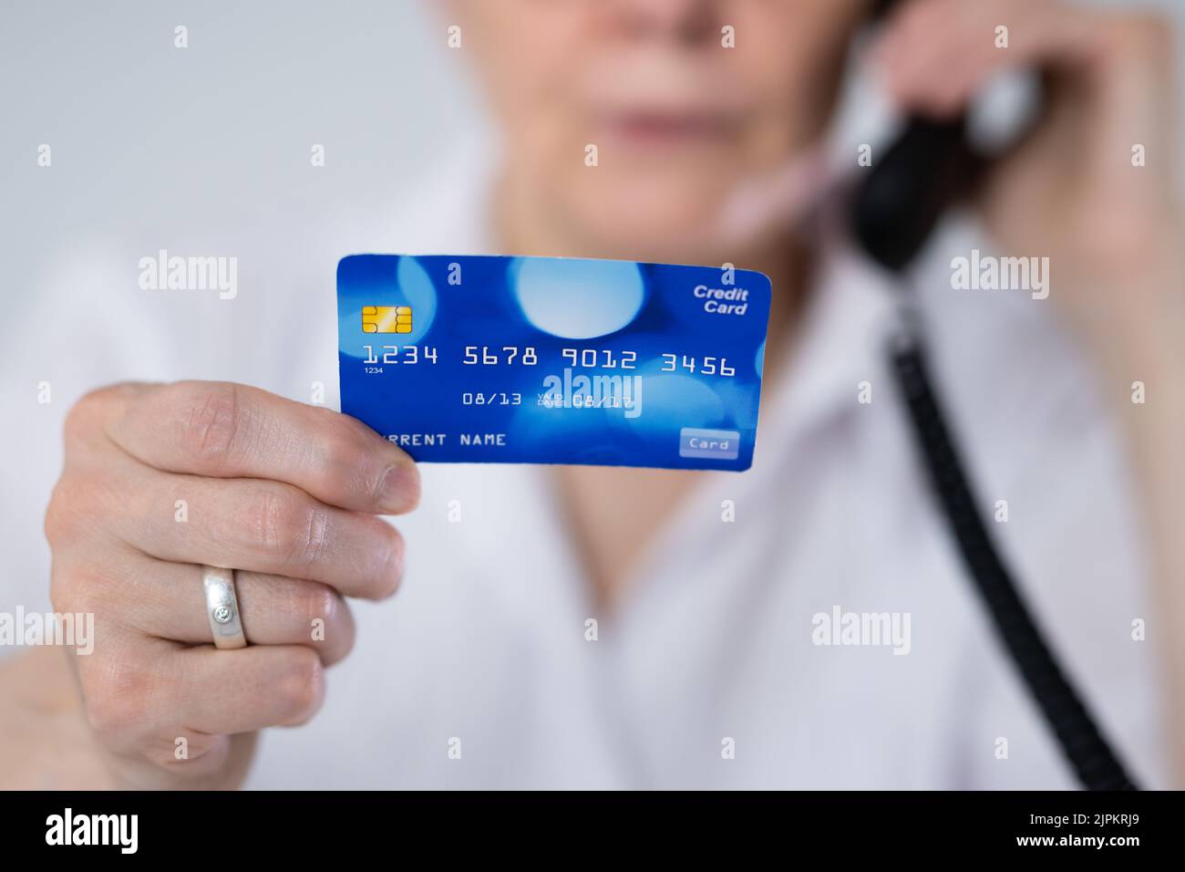 Elder Scam Call And Senior Pension Finance Fraud Stock Photo - Alamy