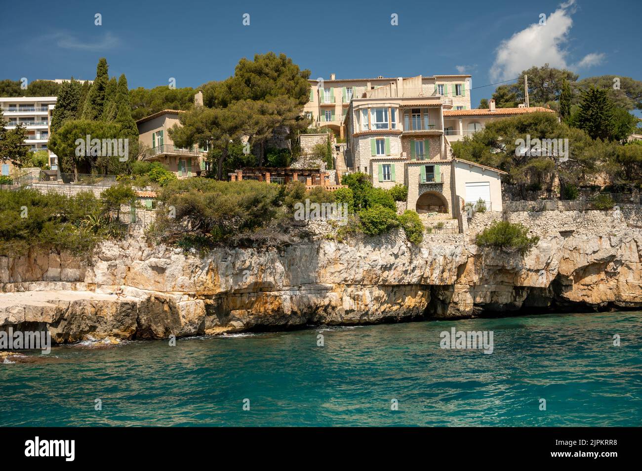 Sunny day in South of France, walking in ancient Provencal coastal town ...