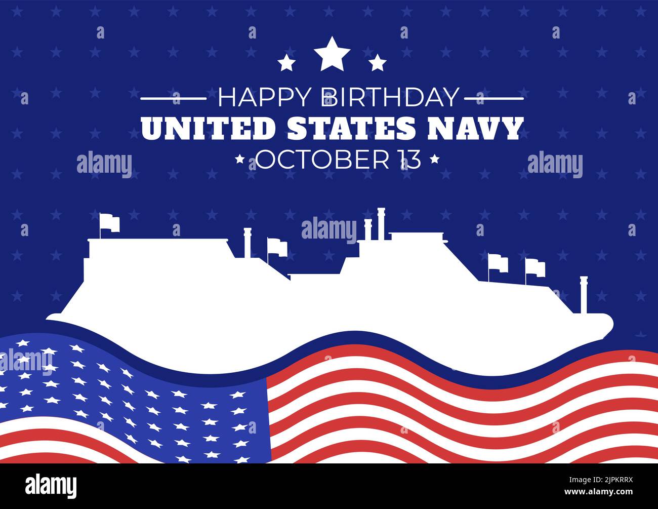 U.S. Navy Birthday on October 13th Hand Drawn Cartoon Flat Illustration ...