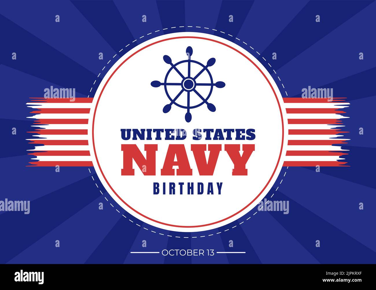 U.S. Navy Birthday on October 13th Hand Drawn Cartoon Flat Illustration ...