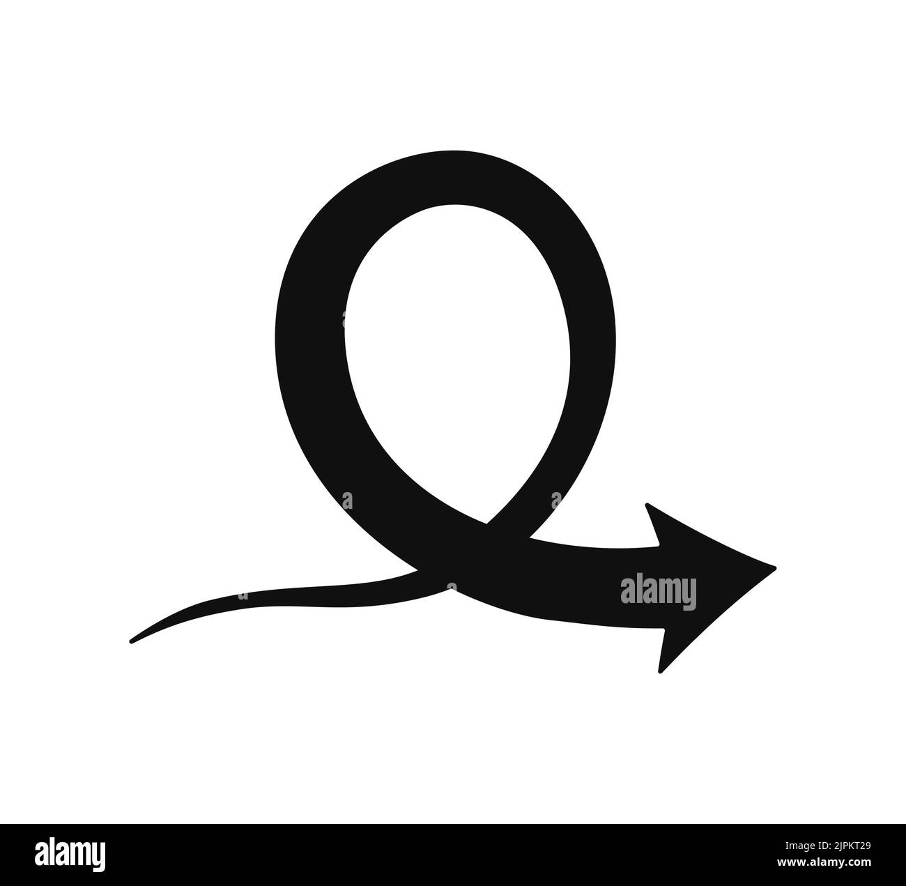 Hand drawn loop arrow icon. Doodle bold black arrow design. Line with pointer icon. Vector ...