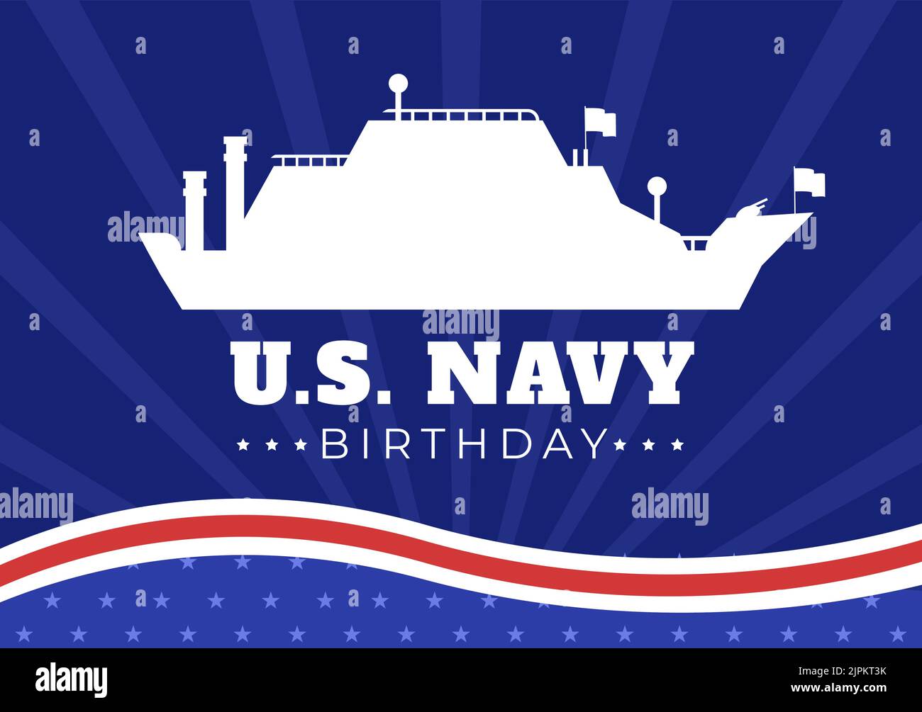 U.S. Navy Birthday on October 13th Hand Drawn Cartoon Flat Illustration ...