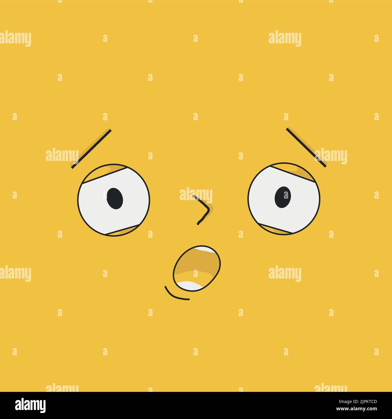 Confused, sad face with expressive emotions - Vector illustration Stock ...
