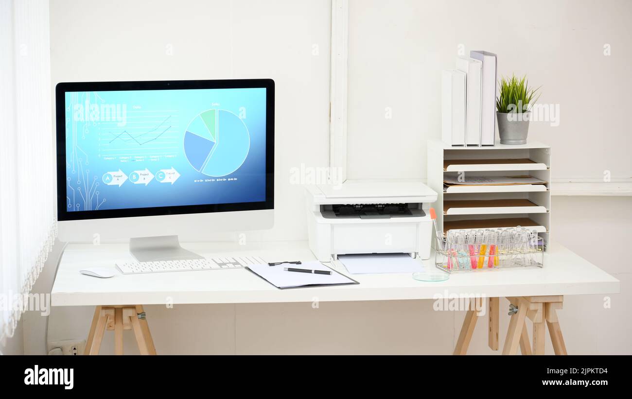 Modern doctor or scientist office desk workspace with modern PC ...