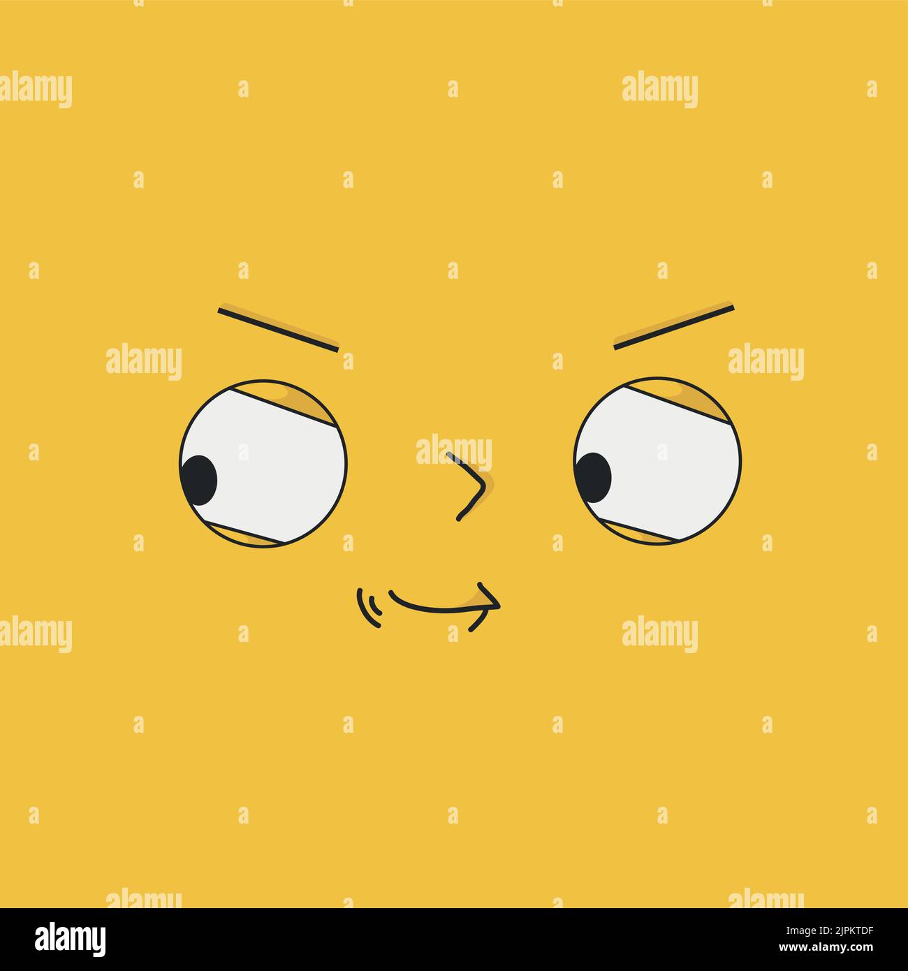 Pensive, sly face with expressive emotions - Vector illustration Stock ...