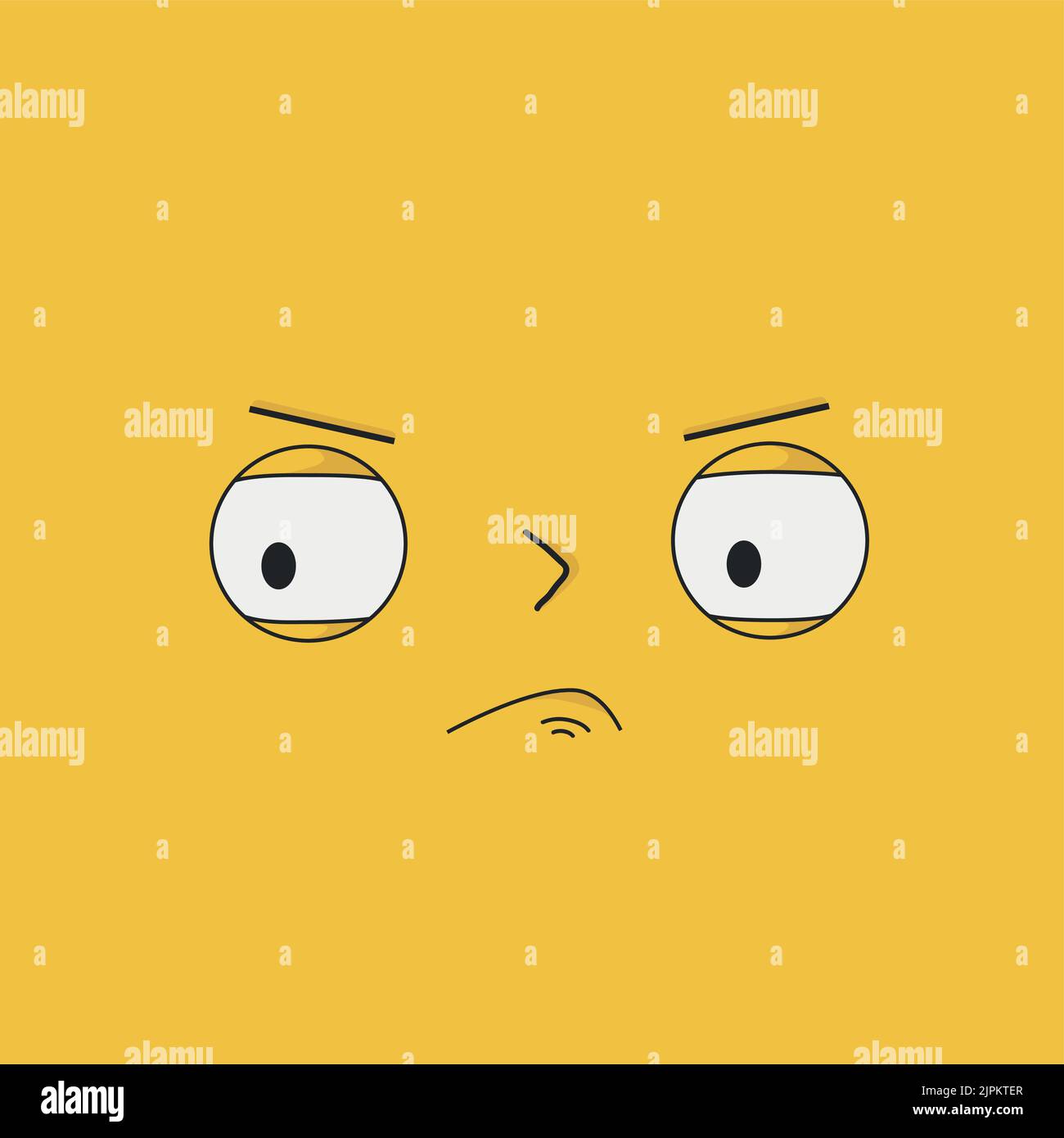 Pensive, sly face with expressive emotions - Vector illustration Stock ...