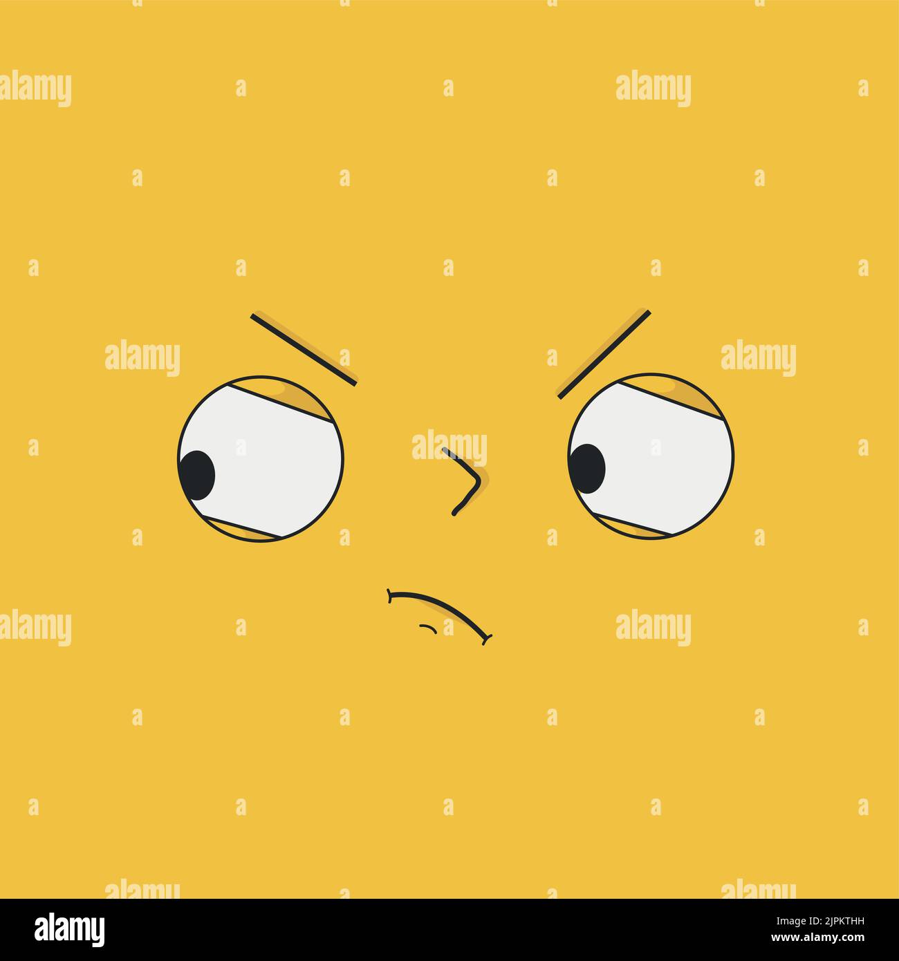 Pensive, sly face with expressive emotions - Vector illustration Stock ...