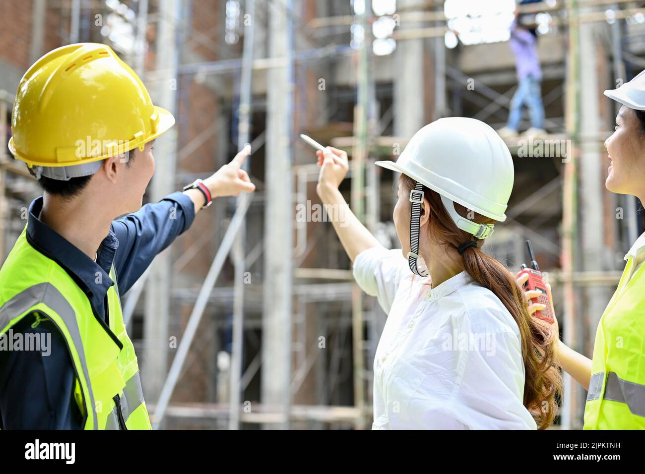 A team of talented and professional Asian-young civil engineers working together at the ...