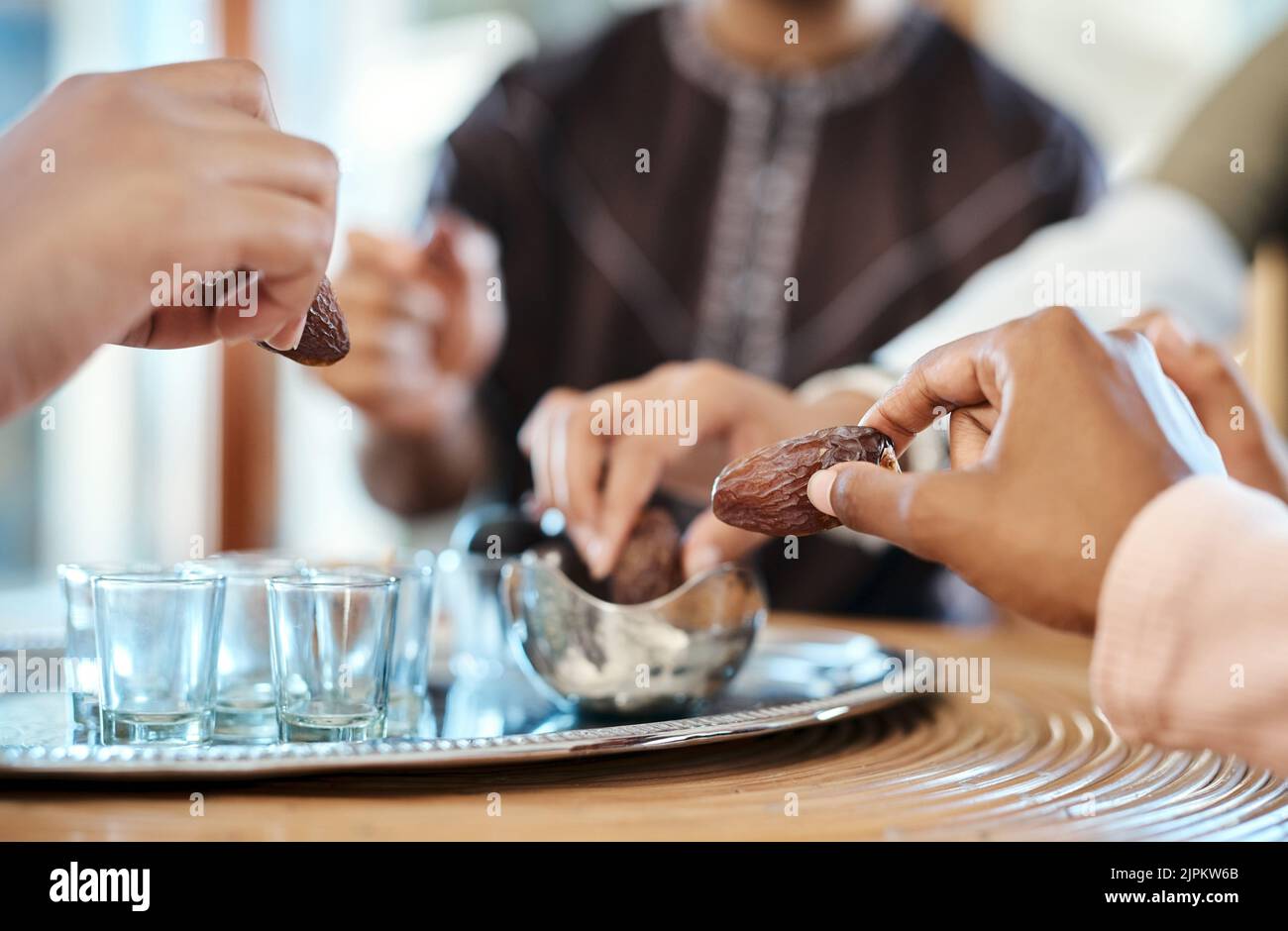 Muslim, islamic religion and spiritual arab family break their fast ...