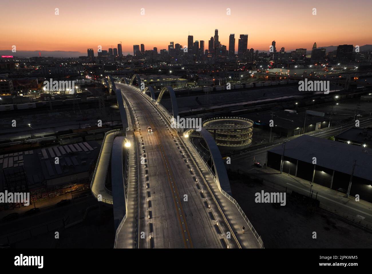 A general overall aerial view of the Sixth Street Bridge (6th St.), a ...